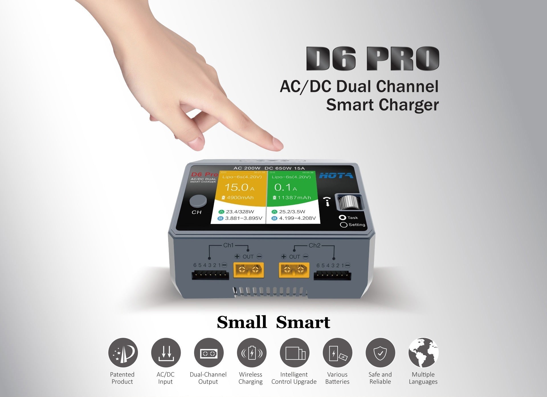 HOTA D6 Pro Wireless AC/DC Charger - Transparent Green – Pulse Battery